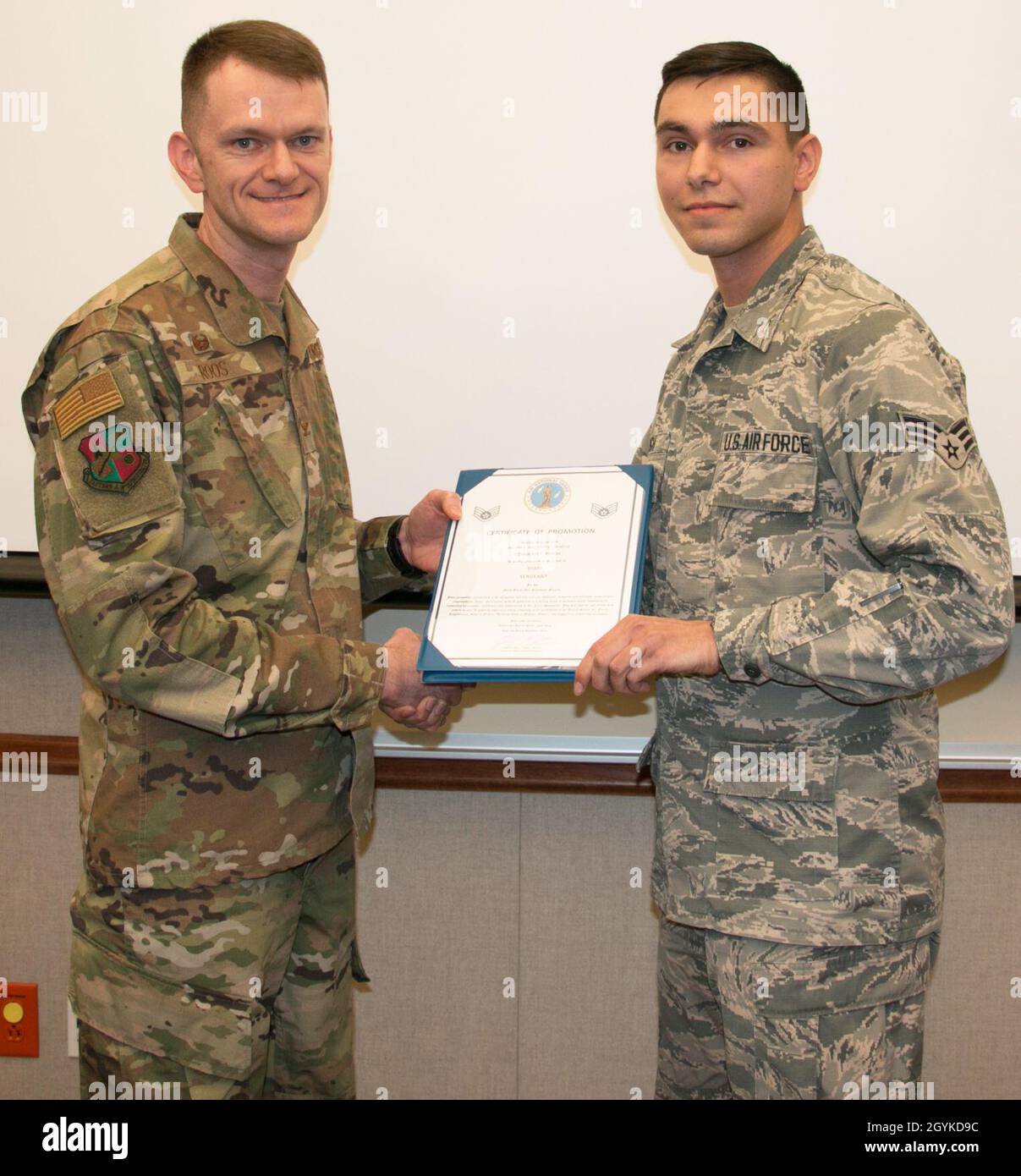 Staff Sgt. Edward Pugh, right, was recently promoted at the Eastern Air ...