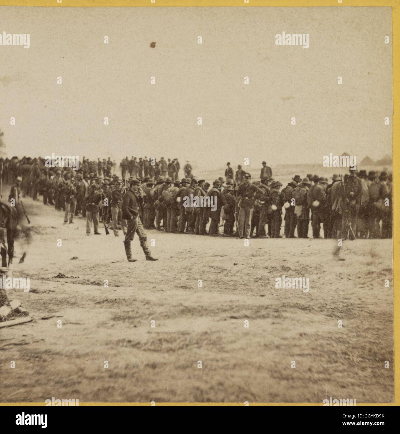 Confederate prisoners are guarded by Union soldiers after being ...