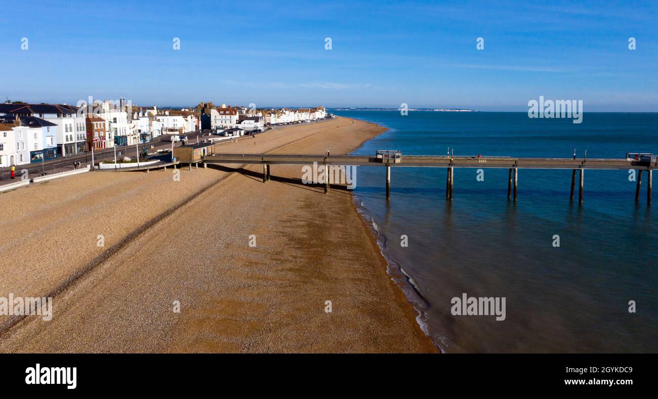 Low altitude, aerial view of Deal Seafront and Pier Stock Photo - Alamy