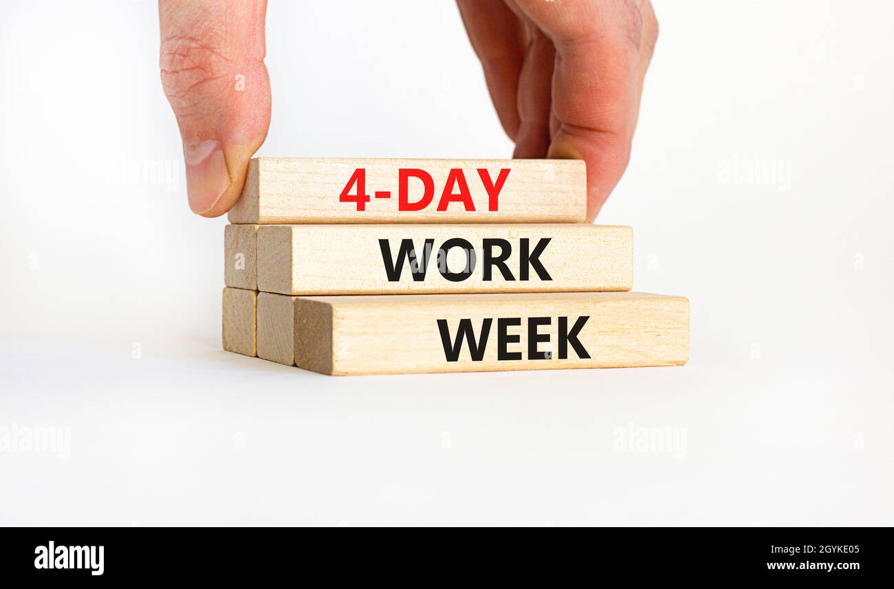 4-day work week symbol. Concept words '4-day work week' on wooden ...