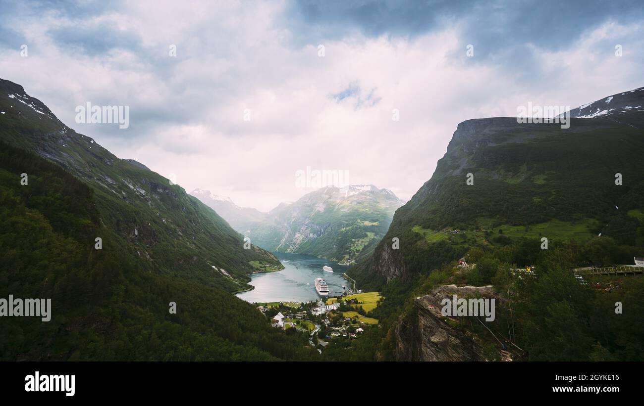 Geirangerfjord, Norway. Geiranger In Geirangerfjorden In Sunny Summer ...