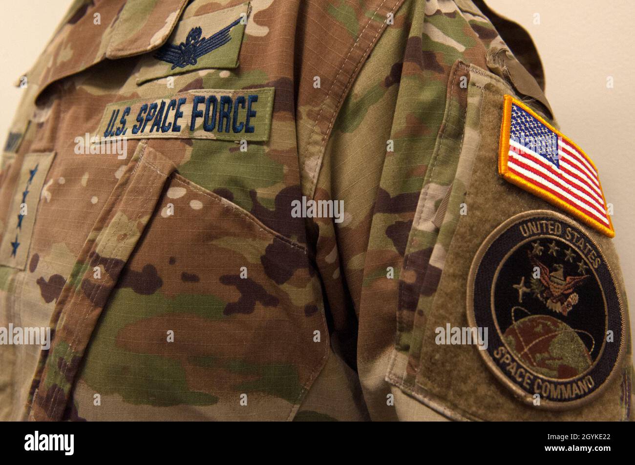 The chief of space operations for the U.S. Space Force displays the ...