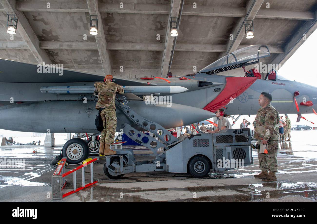 U.S. Air Force load crew members from the 67th Aircraft Maintenance ...