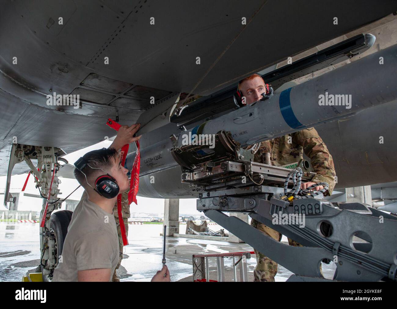 U.S. Air Force Airman 1st Class Jeffrey Abbey (left), 67th Aircraft ...