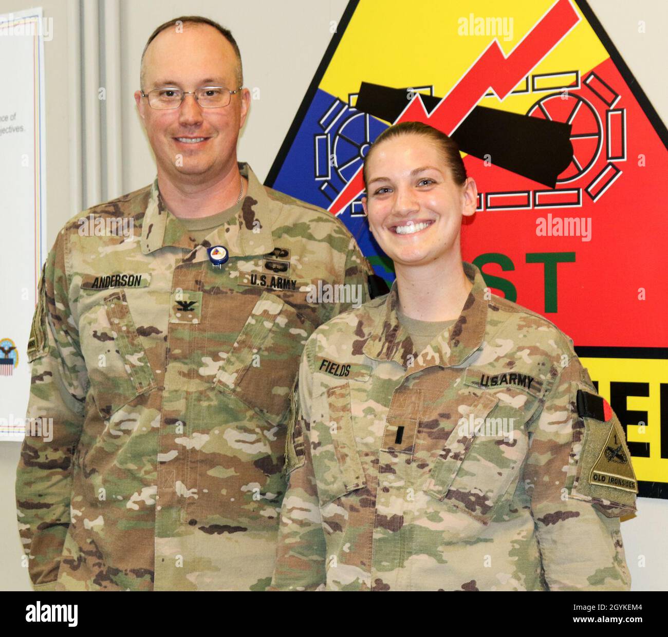 1st Lt. Jessica Fields, poses with Col. Ronnie D. Anderson, the 1st ...