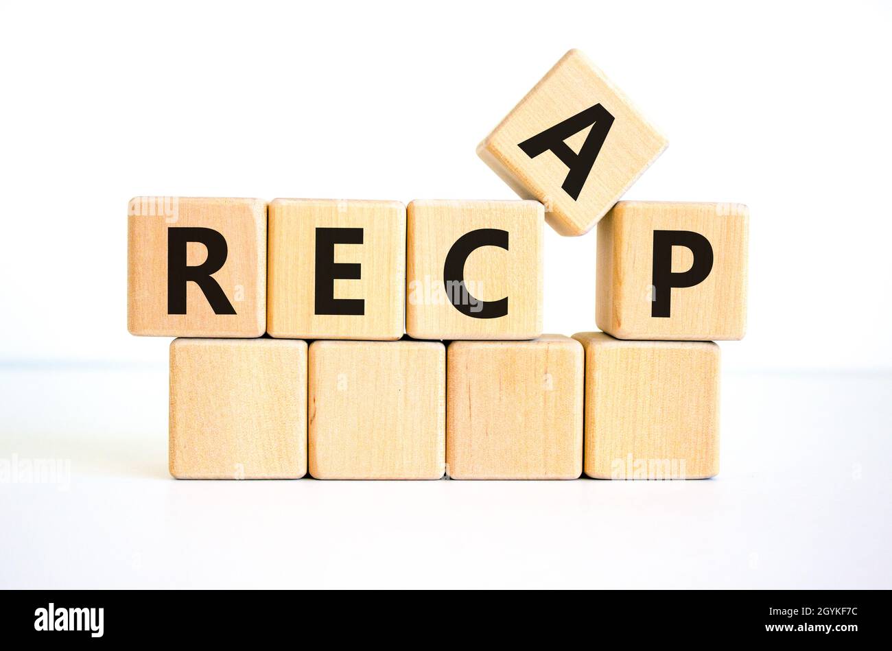 Recap symbol. The concept word 'recap' on wooden cubes on beautiful ...
