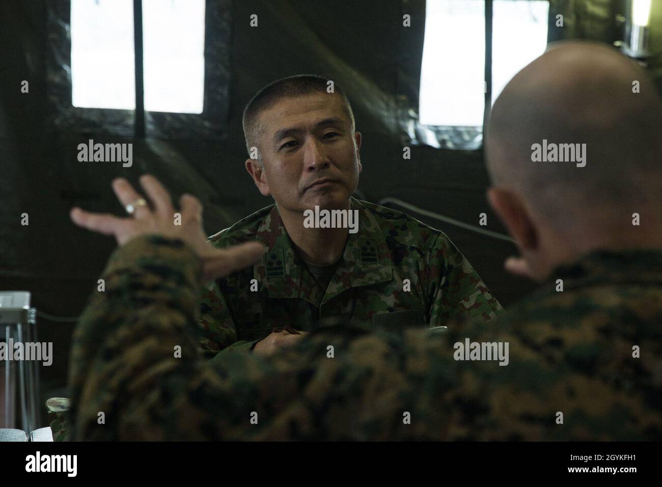 Japan Ground Self-Defense Force Col. Kouki Watanabe talks with U.S ...