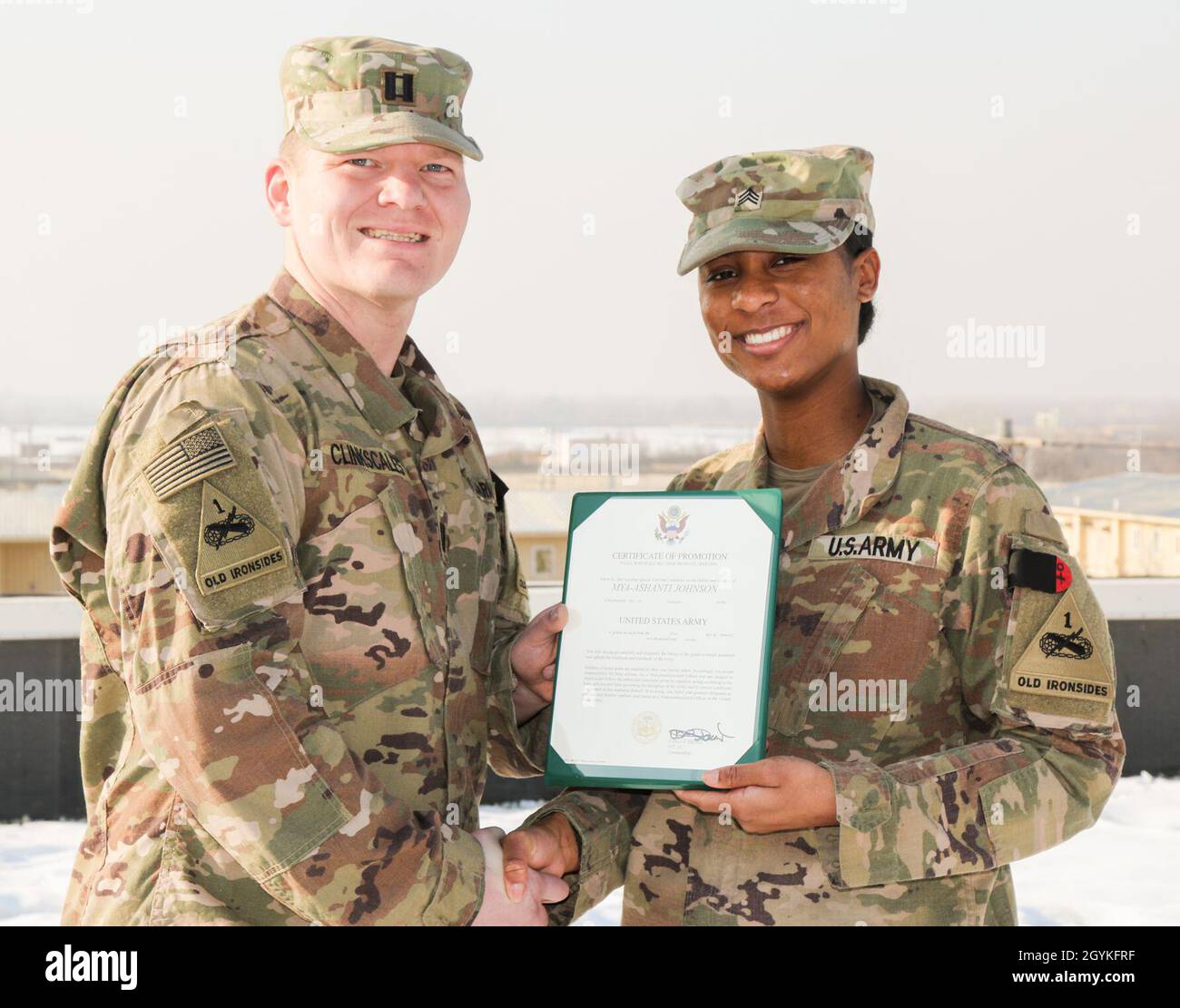 Sgt. Mya Johnson, 1st Armored Division Sustainment Brigade, poses with ...