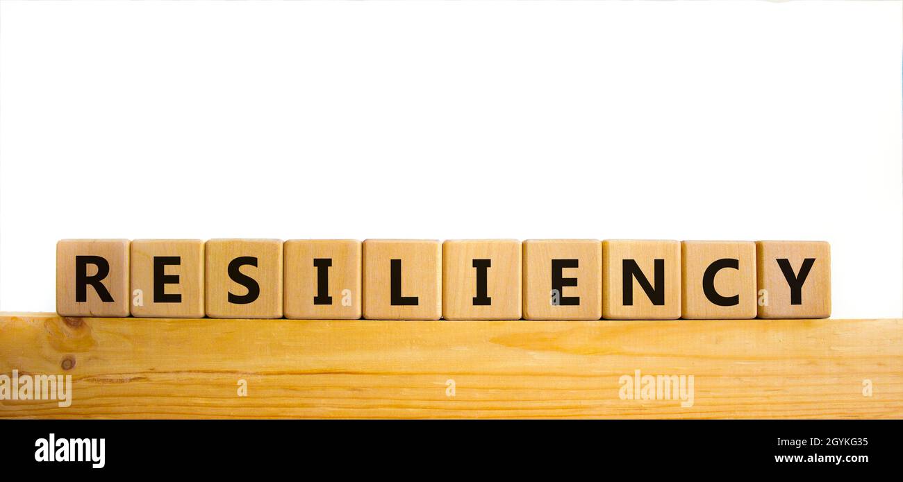 Resiliency symbol. Word 'Resiliency' written on wooden blocks. Copy ...