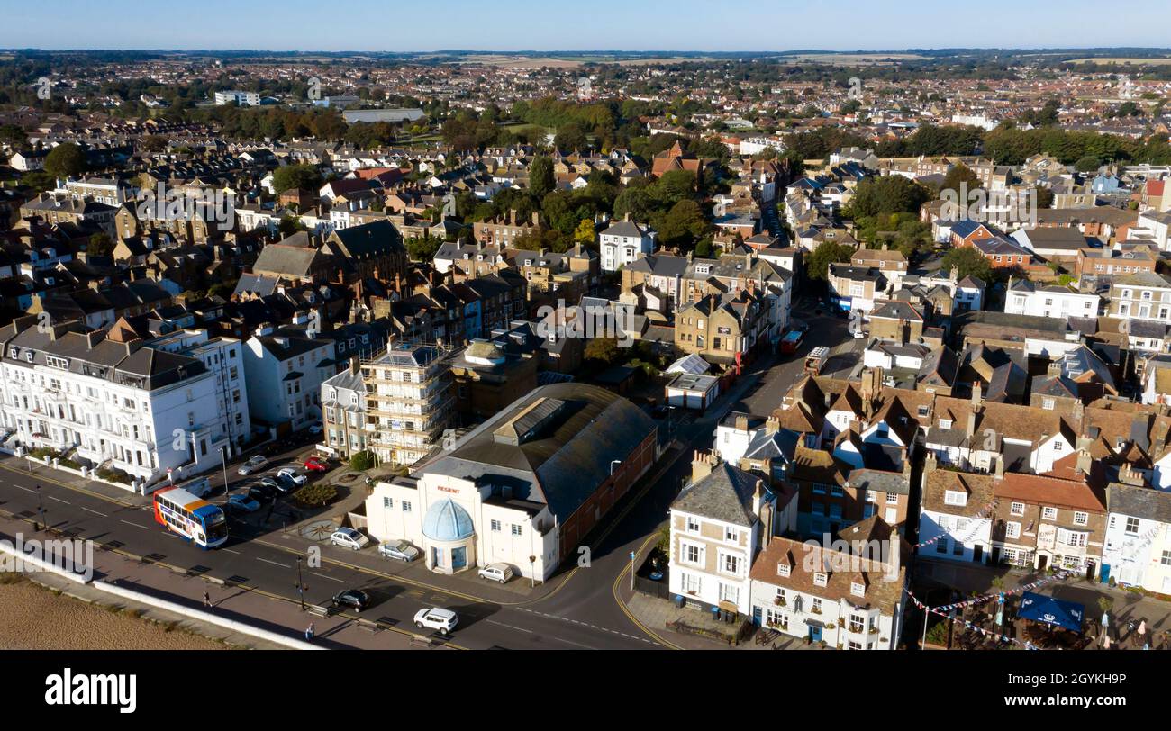 Close-up, aerial view of Deal Seafront, showing The Port Arms, The Time ...
