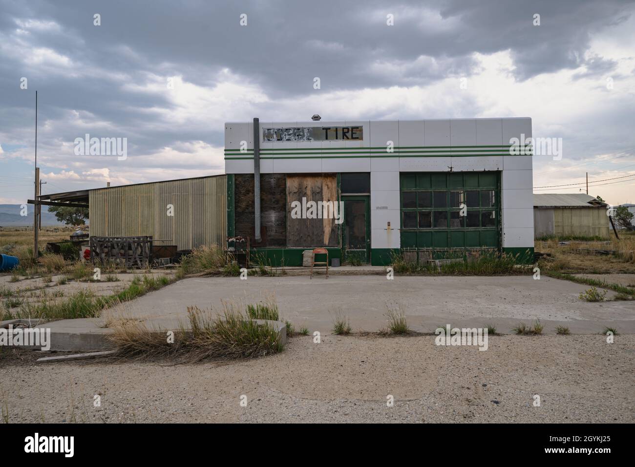 Jeffrey City, Wyoming - August 5, 2021: The abandoned former tire ...