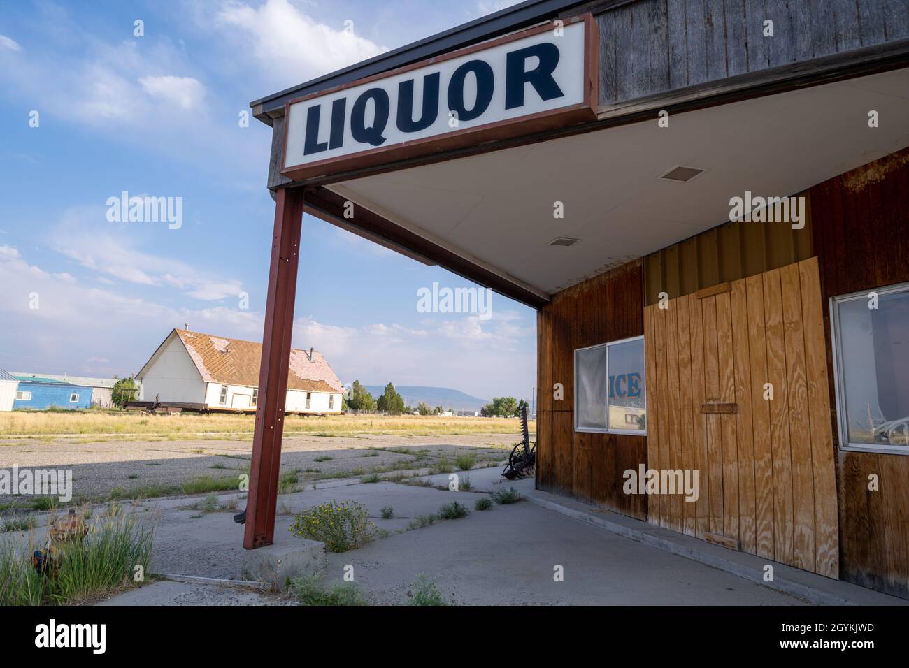 Jeffrey City, Wyoming - August 5, 2021: The abandoned and closed liquor ...