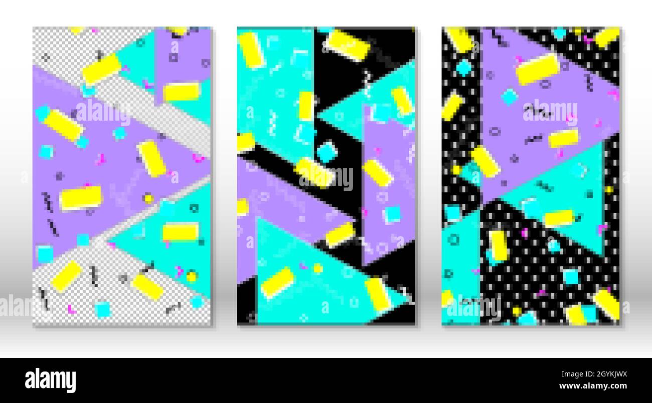 Set of memphis patterns. Abstract colorful fun background. Hipster ...