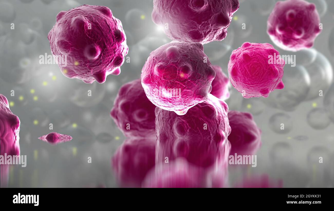3d illustration - Damaged And Disintegrating Cancer Cell in frozen ...