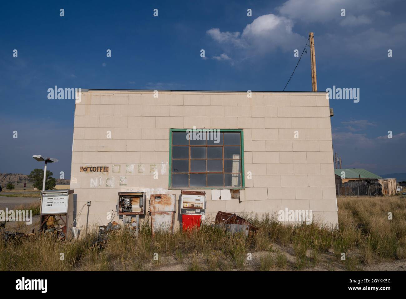Jeffrey City, Wyoming - August 5, 2021: Abandoned gas station with old ...