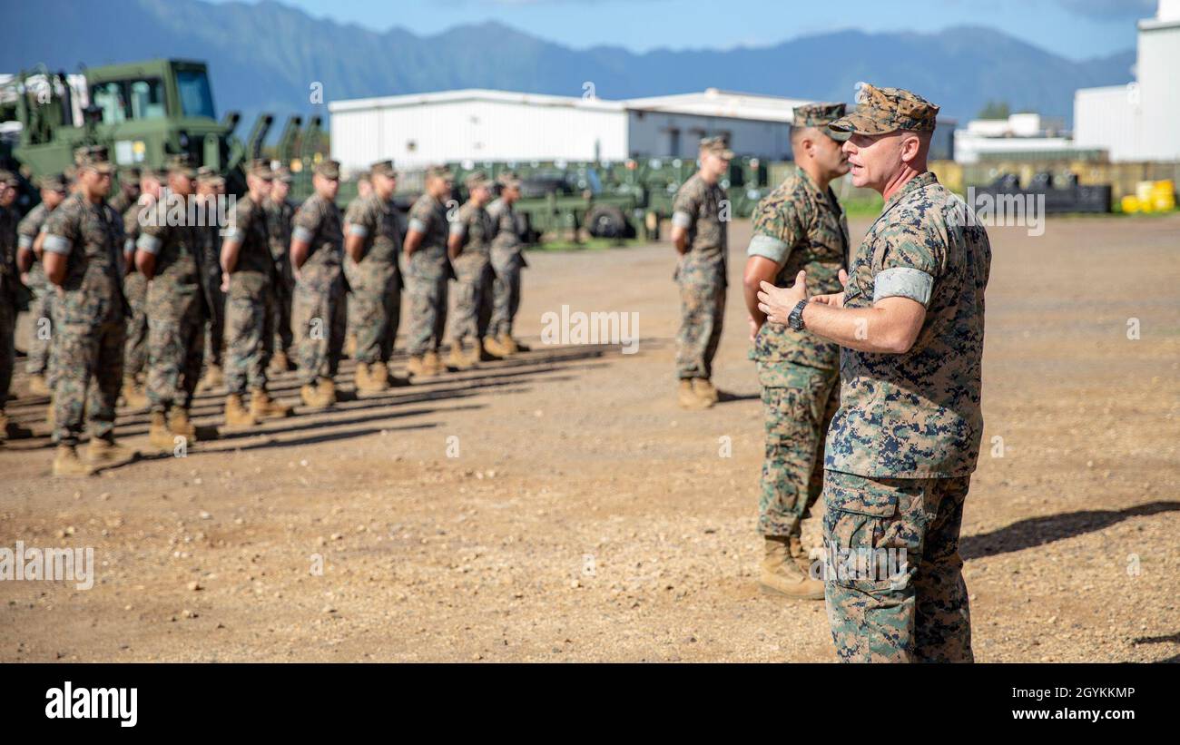 U.S. Marine Corps 1st Lt. Terrence Caploe, oncoming commander of ...