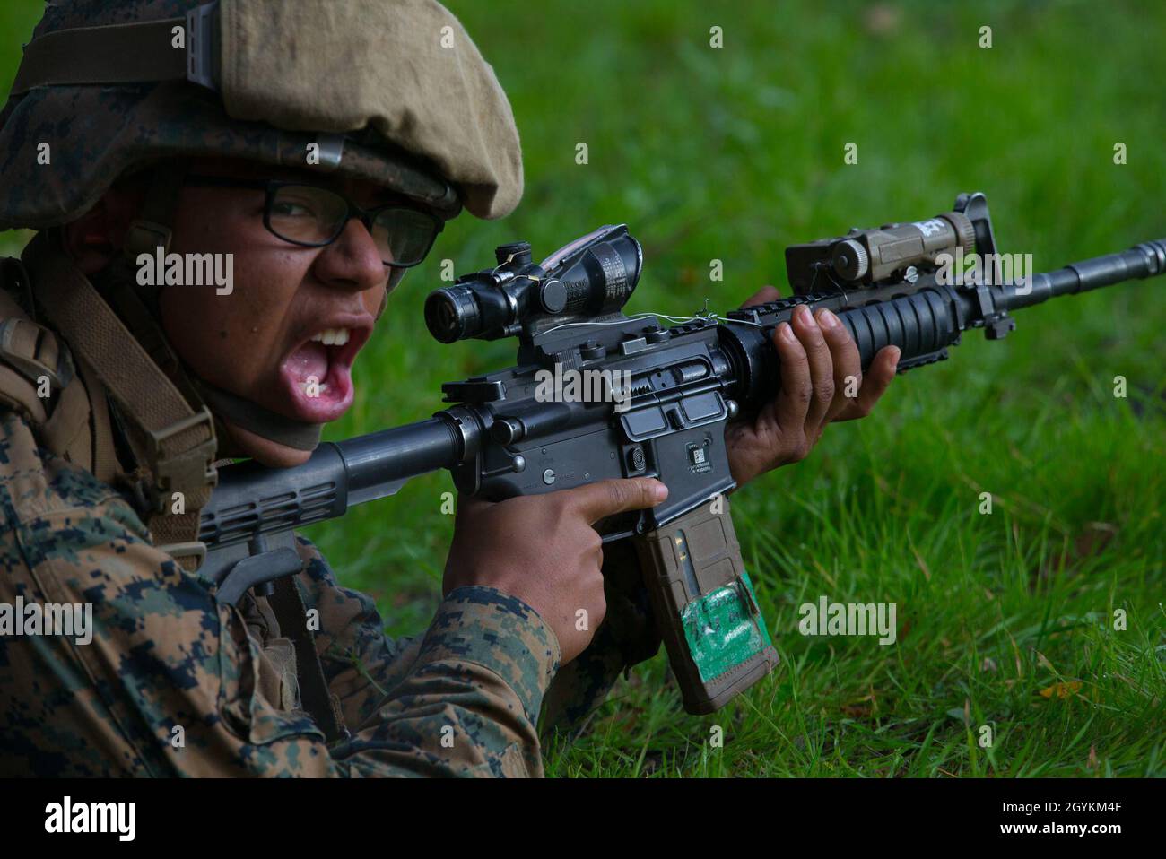 A U.S. Marine with Charlie Company, Infantry Training Battalion, School ...