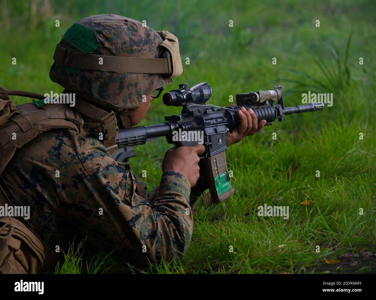 A U.S. Marine with Charlie Company, Infantry Training Battalion, School ...