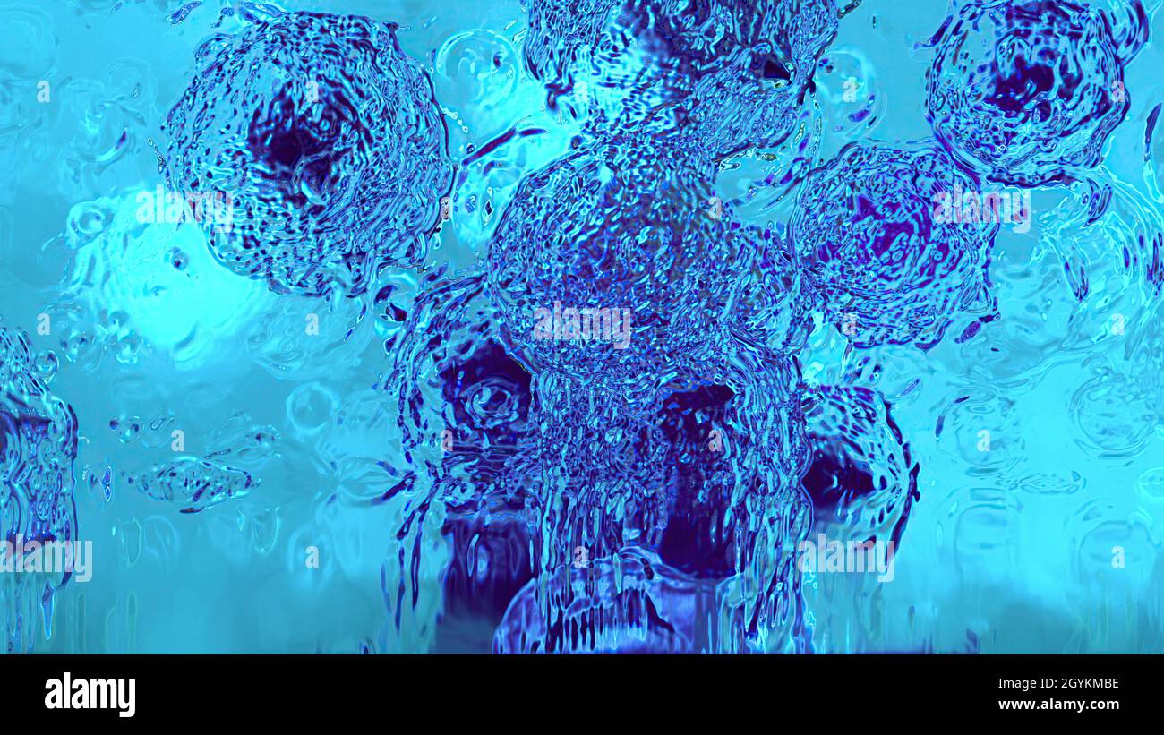 3d illustration - Damaged And Disintegrating Cancer Cell in frozen ...