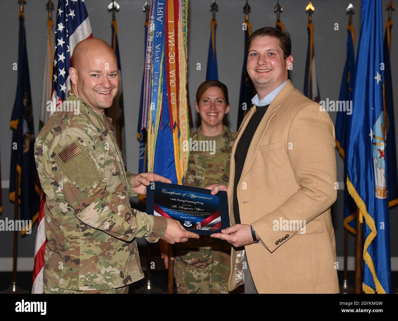 Col. Samantha Weeks (center), 14th Flying Training Wing commander ...