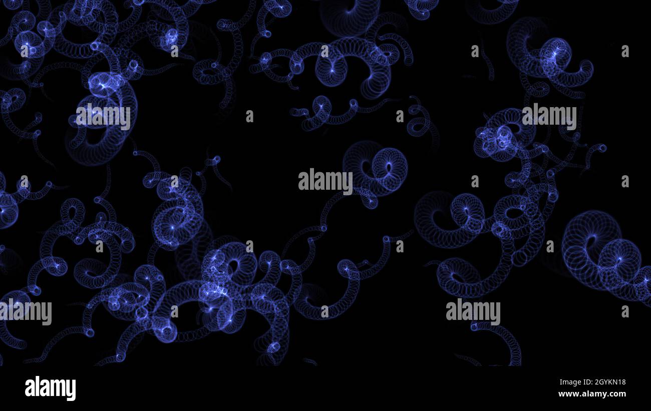 3d illustration of energy field. Blue and purple plexus structure and ...