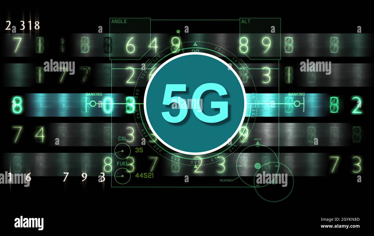 3d illustration - 5G technology with futuristic HUD interface Stock ...
