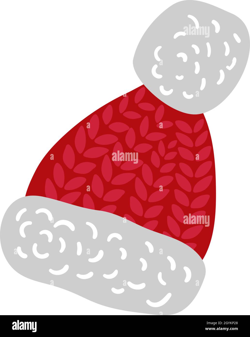 Vector illustration pair of knitted christmas red knitted santa cap on ...