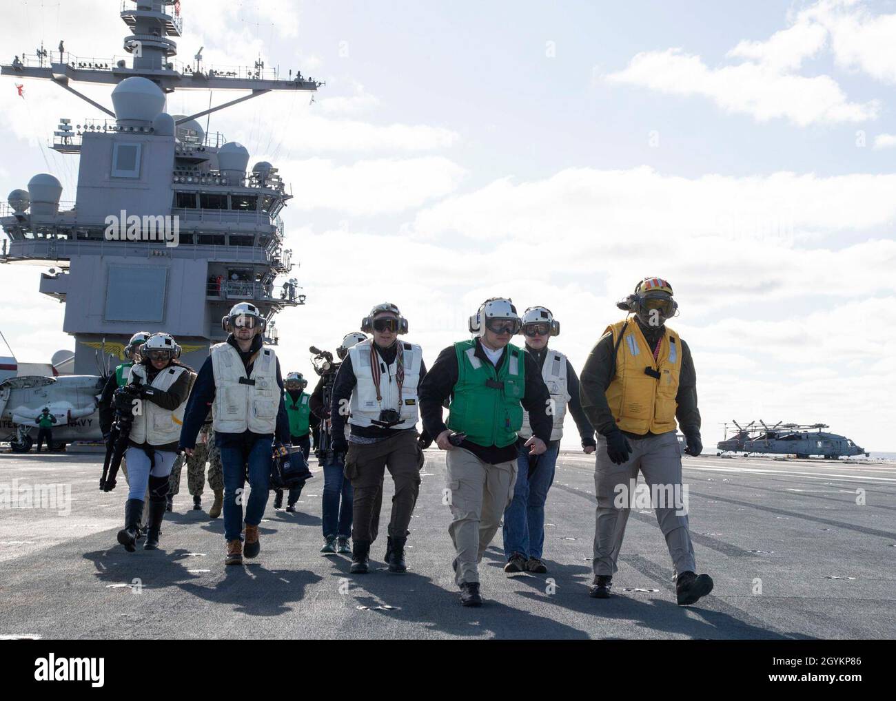ATLANTIC OCEAN (Jan. 22, 2020) Lt. Cmdr. Anthony Falvo, center, USS ...