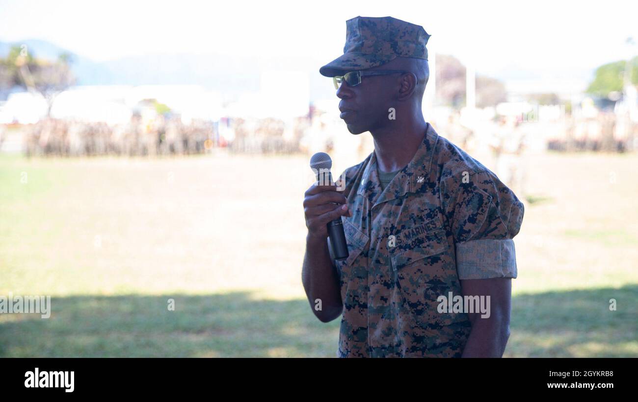 U.S. Marine Corps Lt. Col. George Gordy, oncoming commanding officer ...
