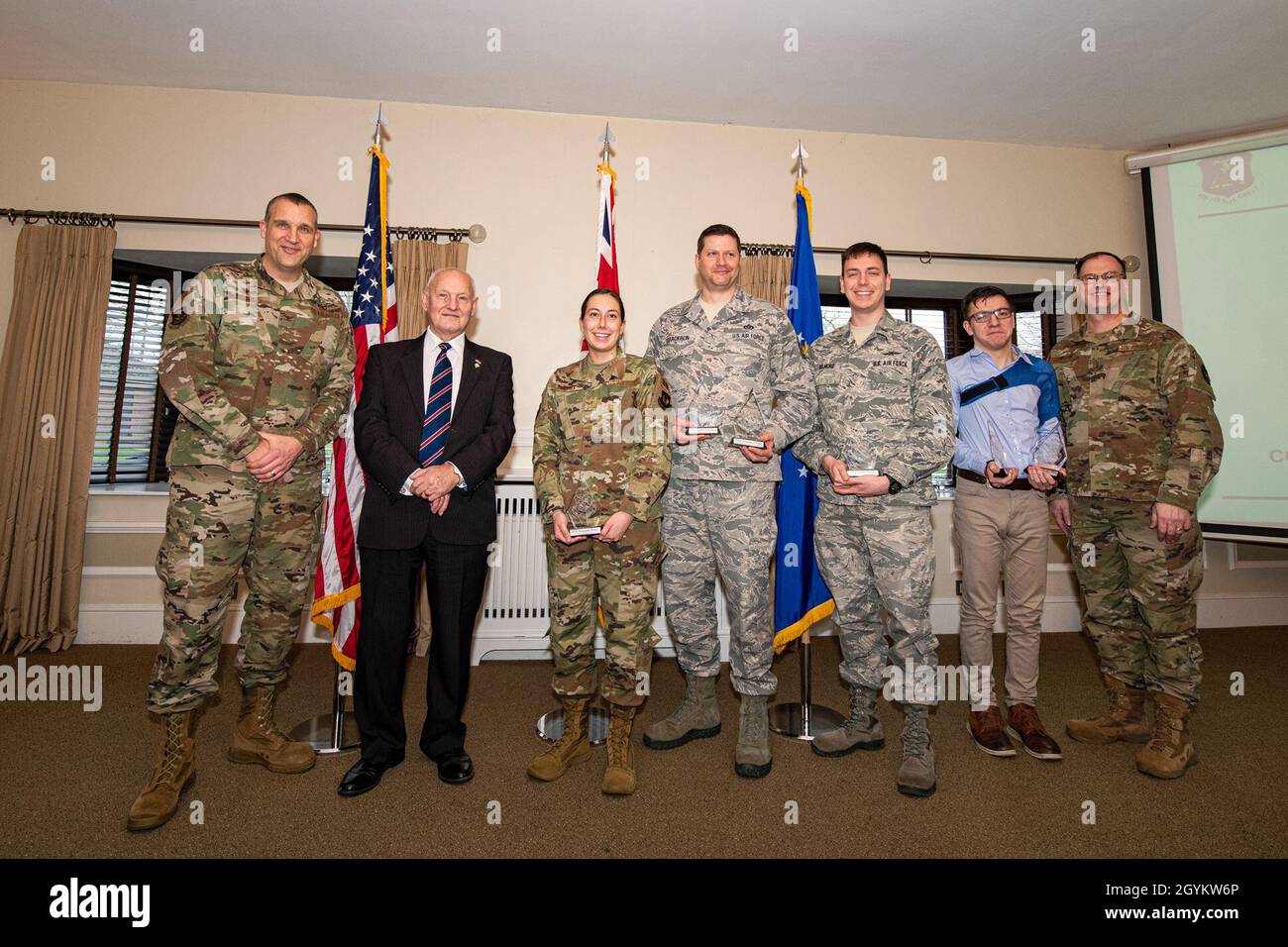 Leadership from the 423d Air Base Group, pose for a photo with the 423d ...