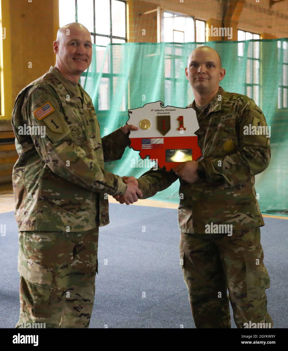 Command Sgt. Major Joshua C. Holthus, outgoing 1st Infantry Division ...