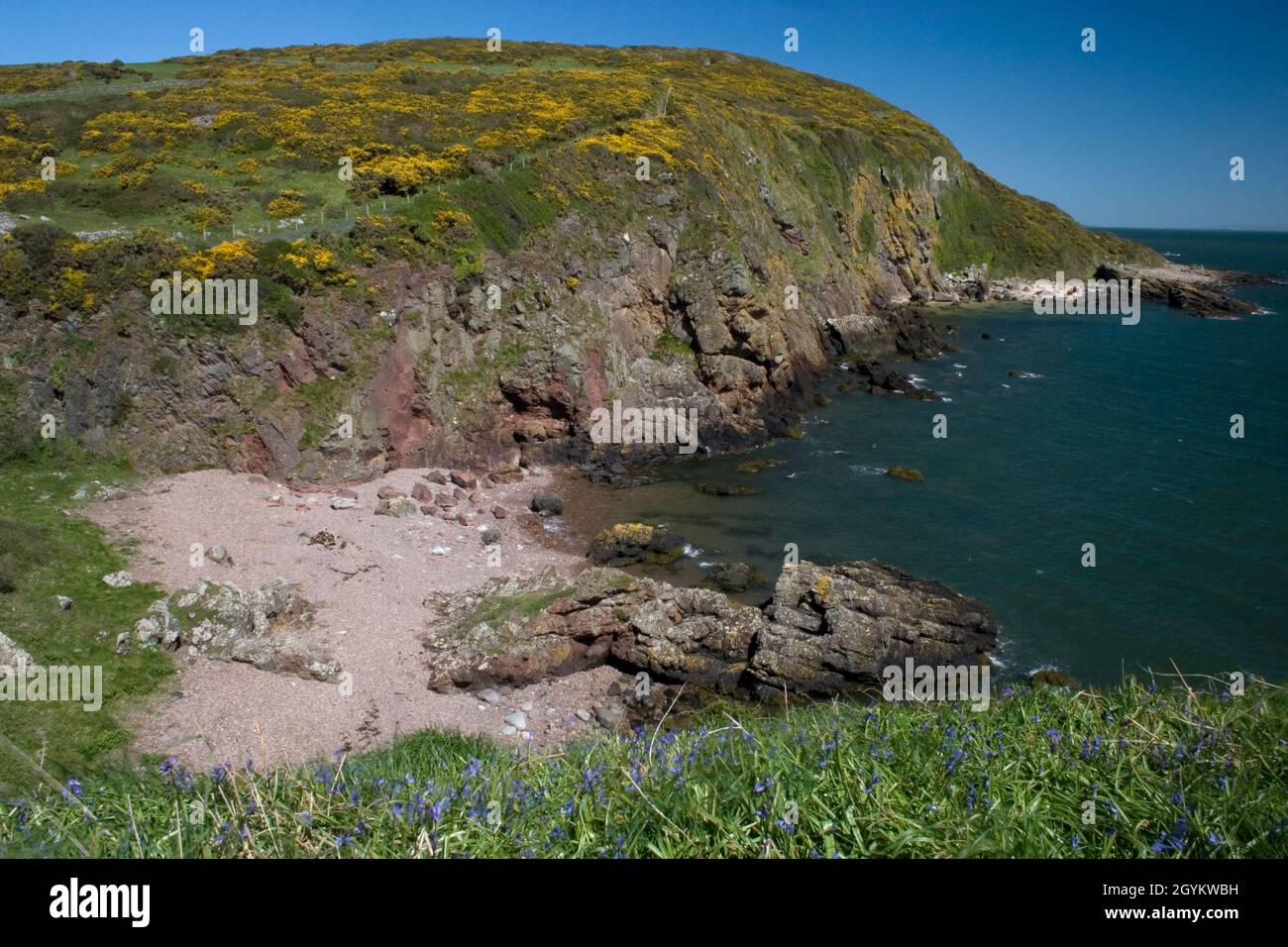 small sandy bay at Castlehill Point, Rockcliffe, Dumfries & Galloway ...