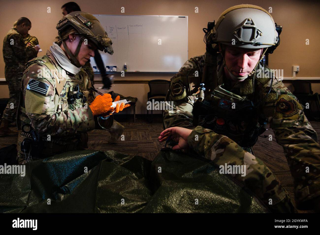 U.S. Air Force Capt. Kristen Block and Tech. Sgt. Tadd Ragsdale, both ...