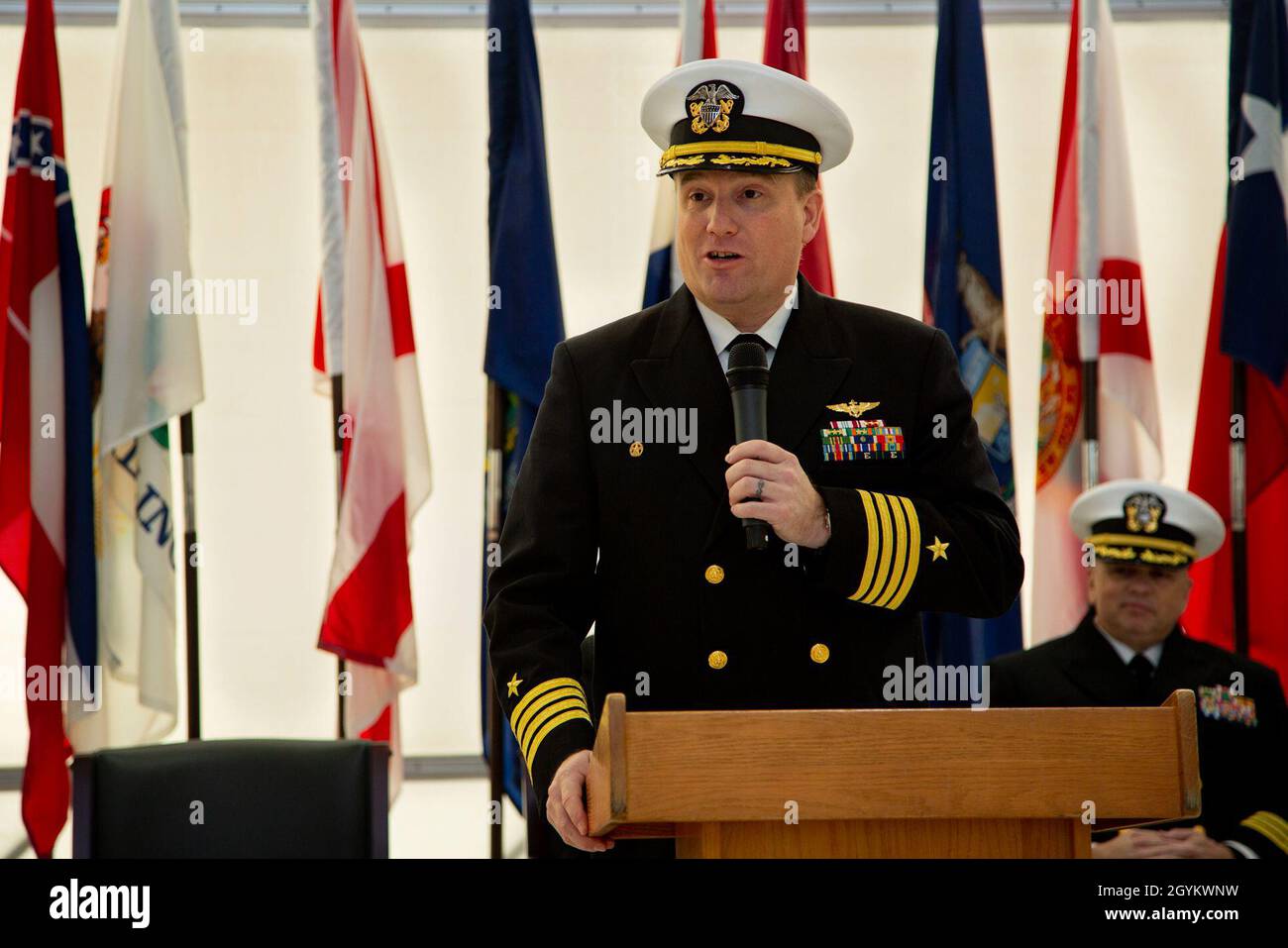 U.S. Navy Capt. Samuel C. Bryant, off-going commanding officer, Naval ...