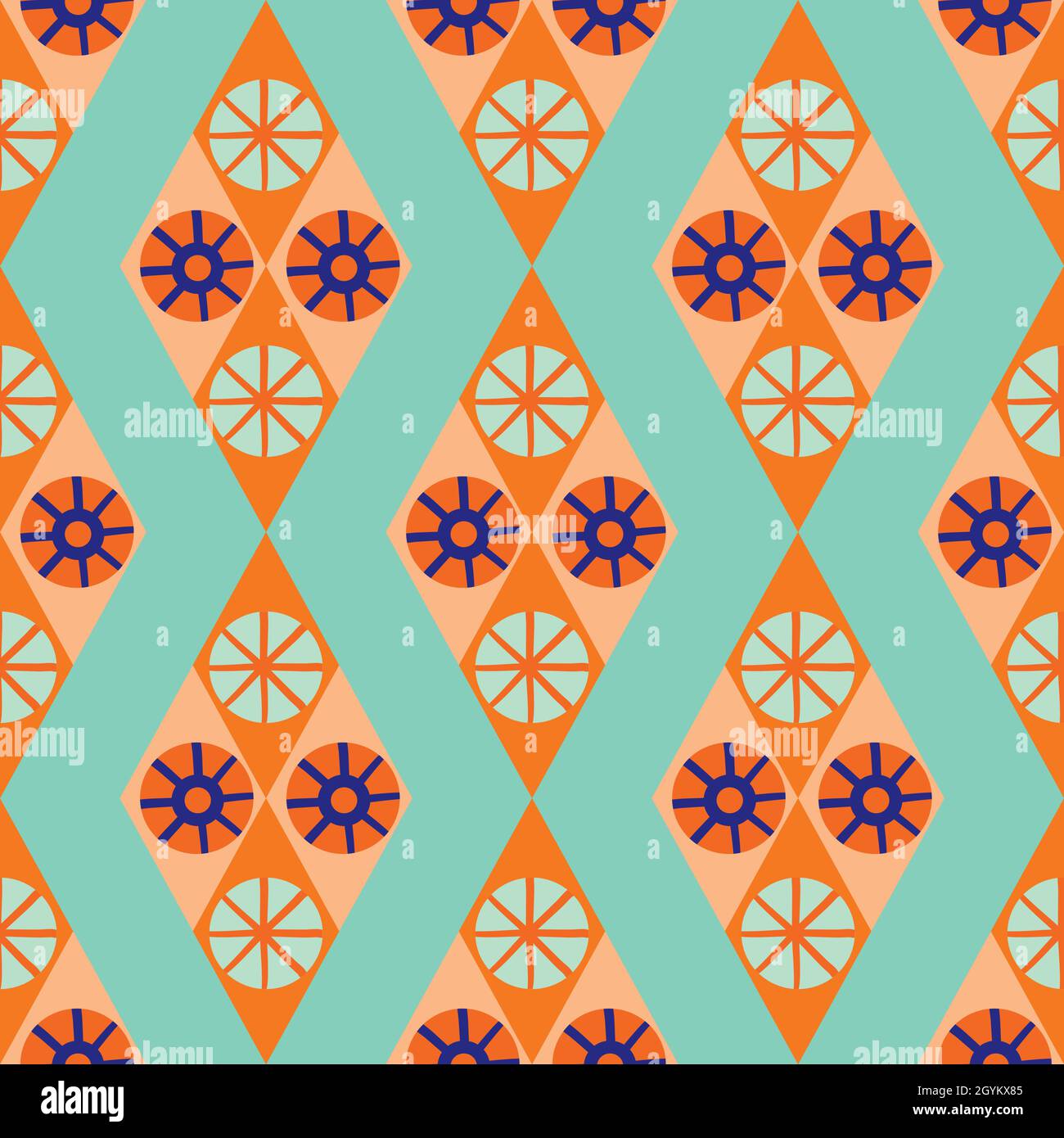 Abstract stylized sun and star diamond shape seamless vector pattern ...