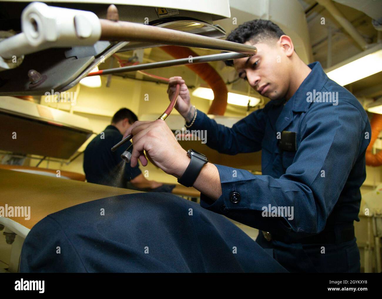 ATLANTIC OCEAN (Jan. 24, 2020) Seaman Isreal Salazar, from Los Angeles ...