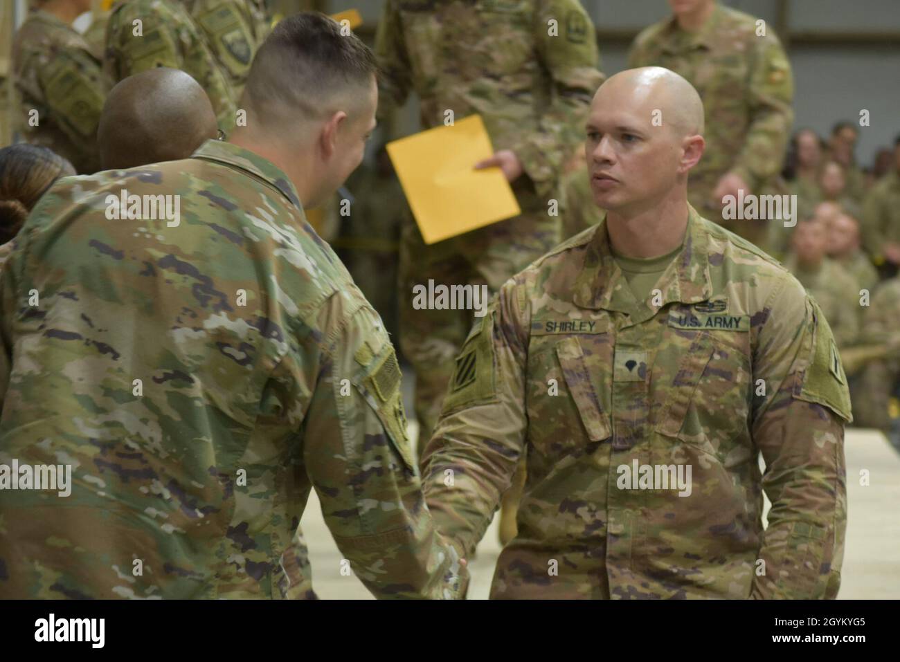 Spc. Levi D. Shirley, 77th Sustainment Brigade, graduates the Basic ...