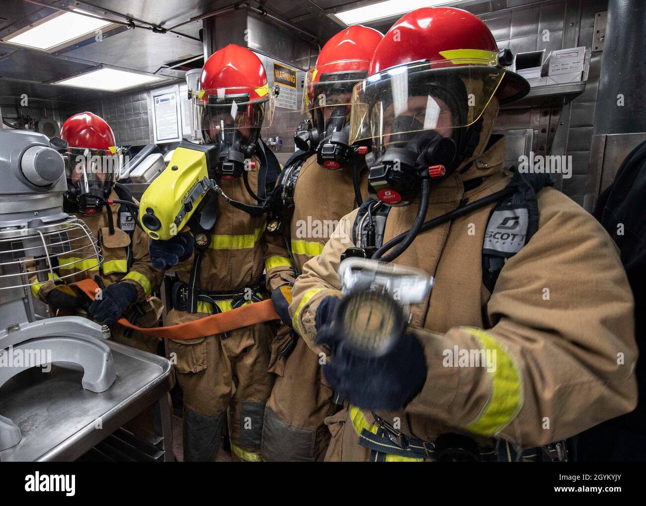 ARABIAN GULF (Jan. 24, 2020) - Sailors combat a simulated class bravo ...