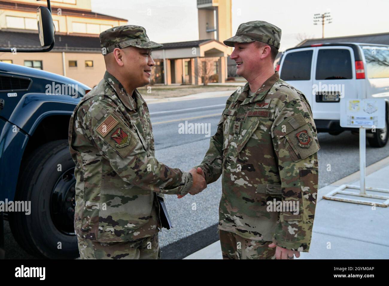 Col. Matthew Jones, 436th Airlift Wing commander, greets Brig. Gen ...