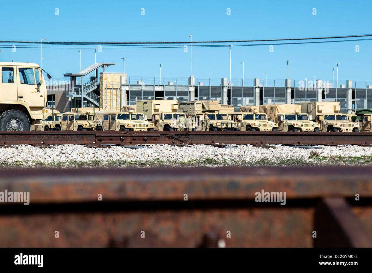 1st Cavalry Division Sustainment Brigade stages their vehicles during ...