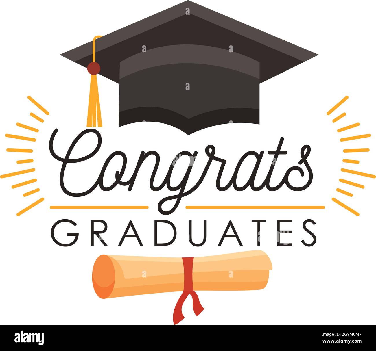 congrats graduates card with hat Stock Vector Image & Art - Alamy