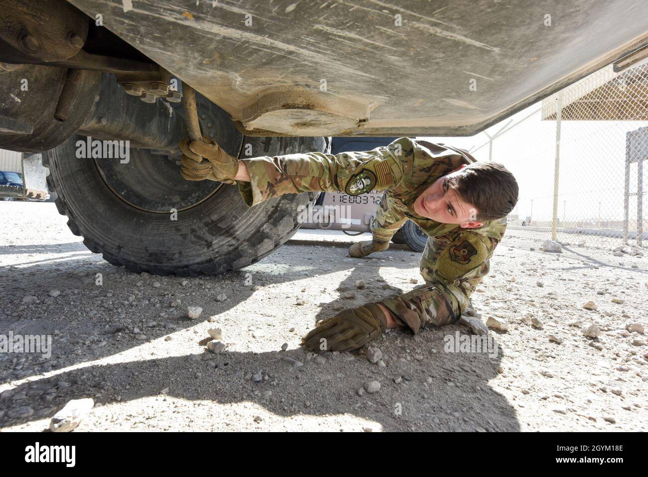 Senior Airman Jeffrey Cleveland, a vehicle operator with the 379th ...