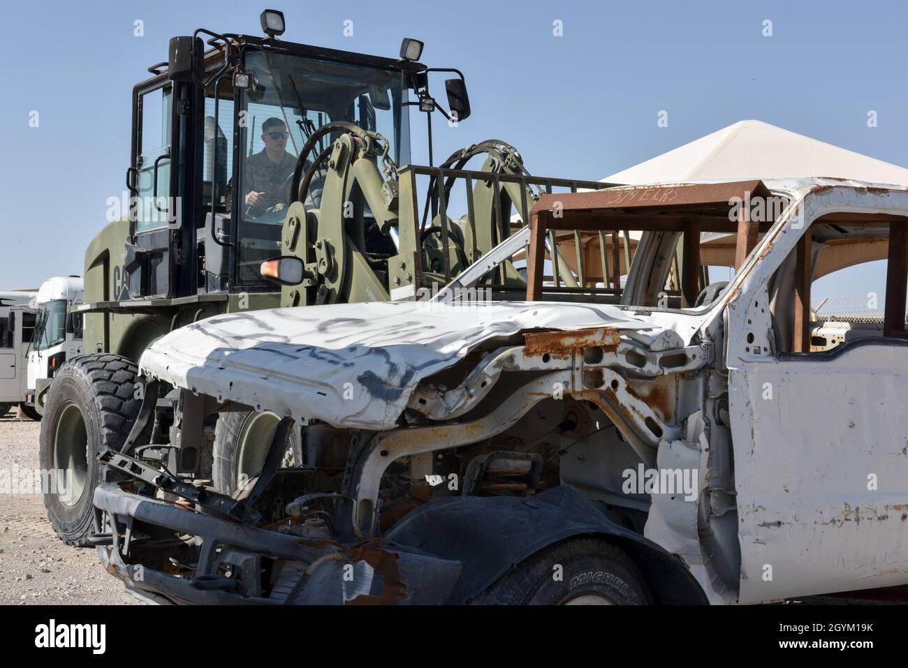 Senior Airman Jeffrey Cleveland, a vehicle operator with the 379th ...