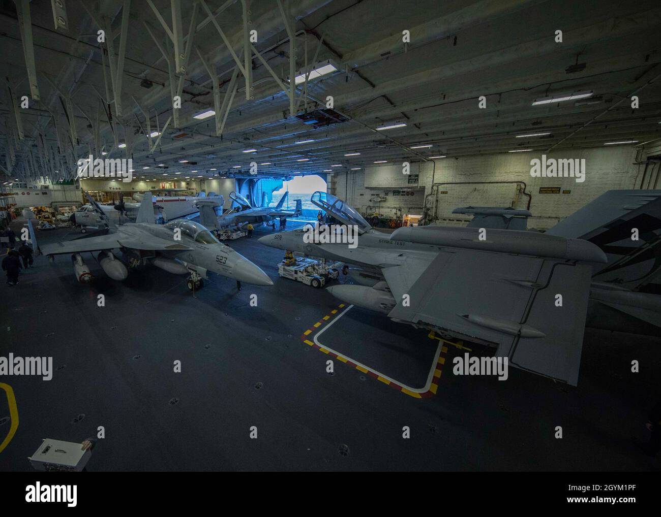 ATLANTIC OCEAN (Jan. 25, 2020) Aircraft are held in USS Gerald R. Ford ...