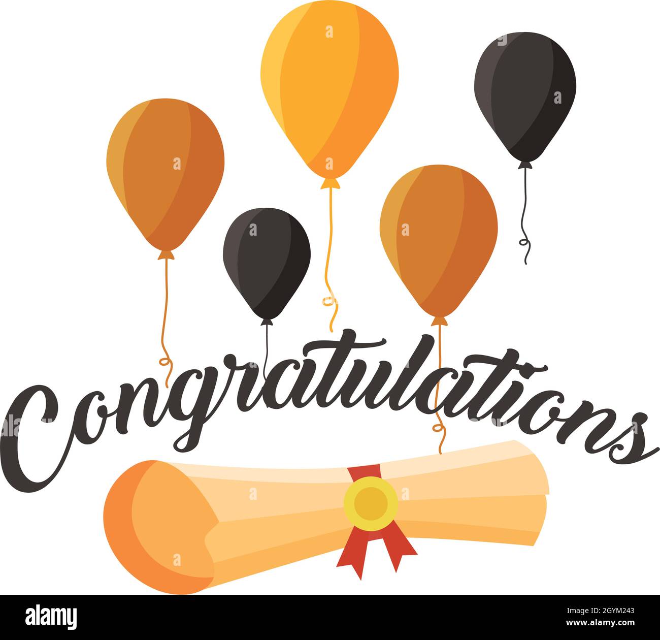 congratulation graduation card with balloons helium Stock Vector Image ...