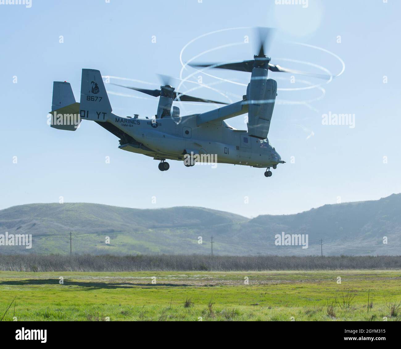 A U.S. Marine Corps MV-22B Osprey assigned to Marine Medium Tiltrotor ...