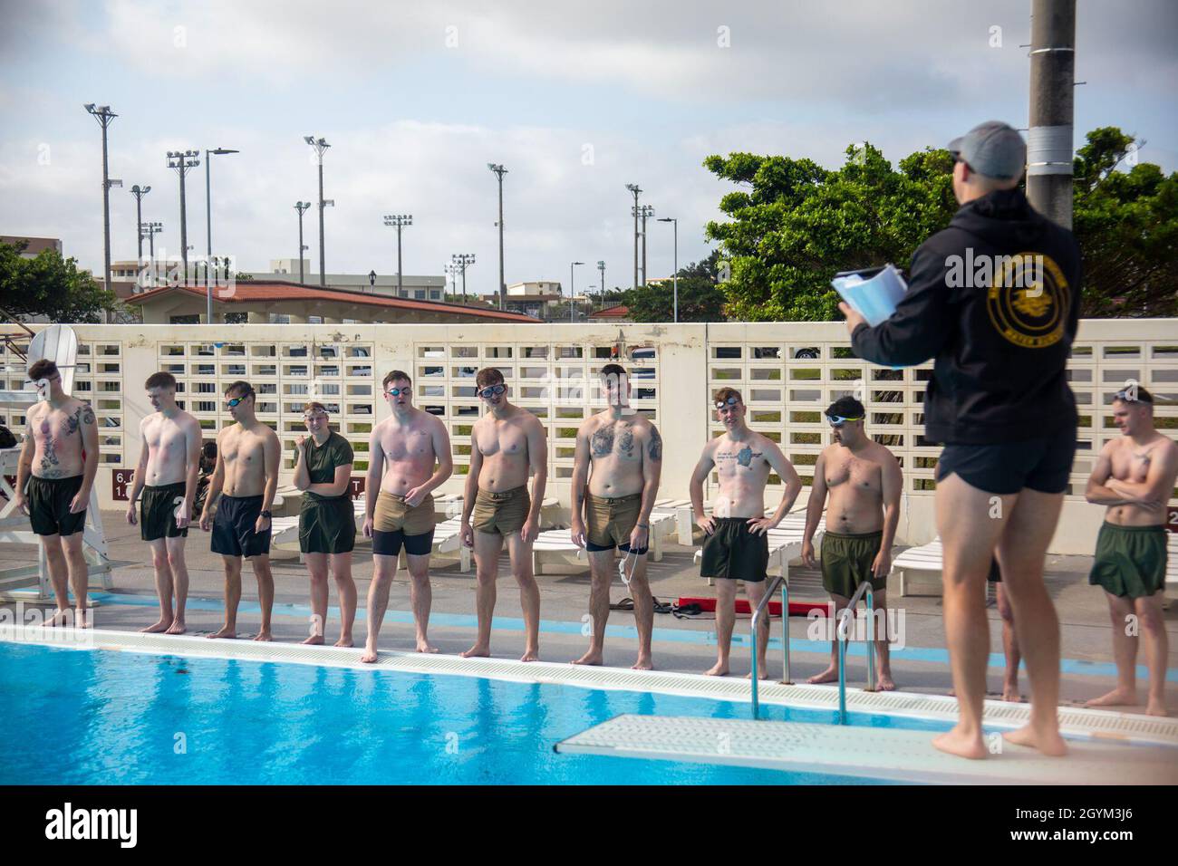 U.S. Marines receive instructions during water survival advanced (WSA ...