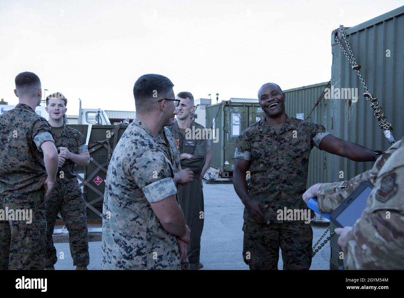 U.S. Marines conduct cargo preparation and loading at Marine Corps Base ...