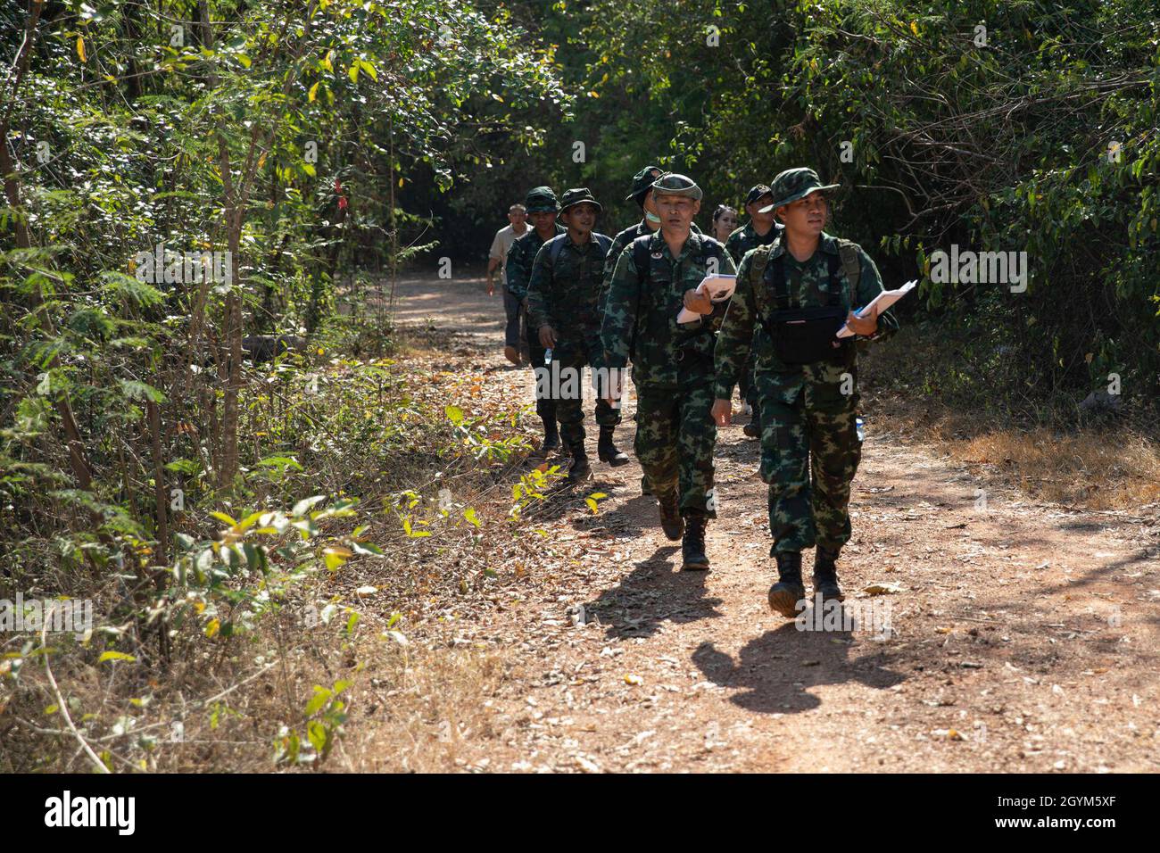 Service members with the Royal Thai Armed Forces conduct Non-Technical Surveys at Jarumanee ...