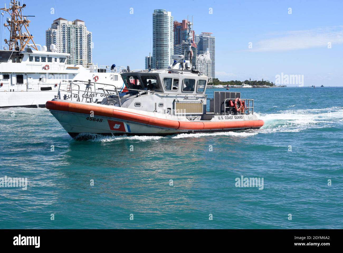 A Coast Guard Station Miami Beach 45-foot Response Boat-Medium crew ...